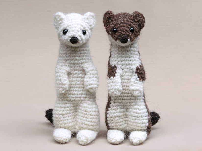 Nims and Ermine, realistic crochet stoat pattern